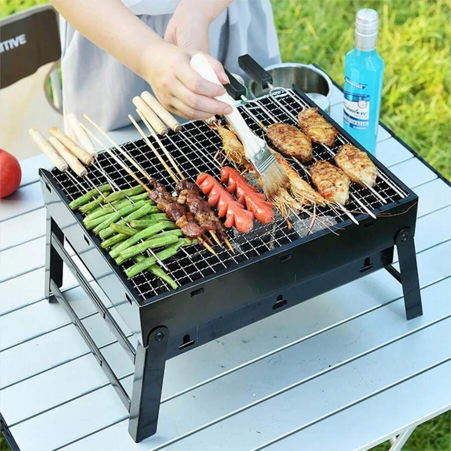 Portable BBQ Charcoal Grill Stainless Steel Small Mini BBQ Tool Kit ...