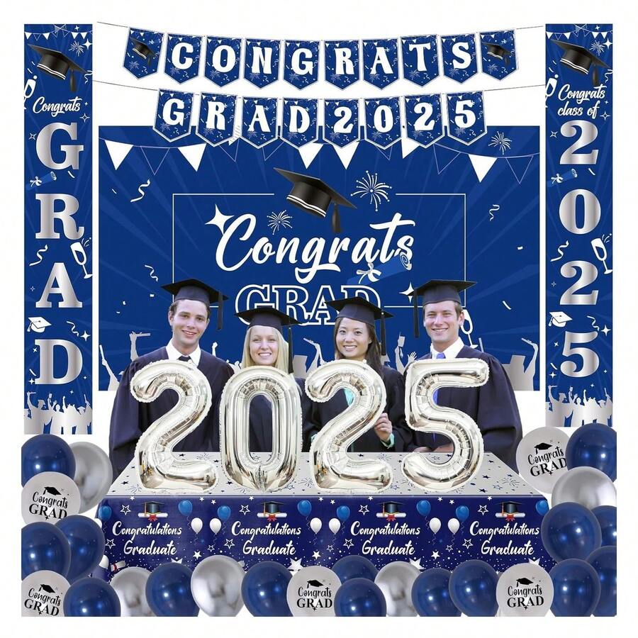 Graduation Decorations 2025, Navy Blue 2025 Graduation Party ...
