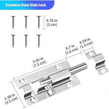2 Pack Slide Lock, 3 Inch Bolt, Premium Door Bolt Lock, Stainless Steel ...