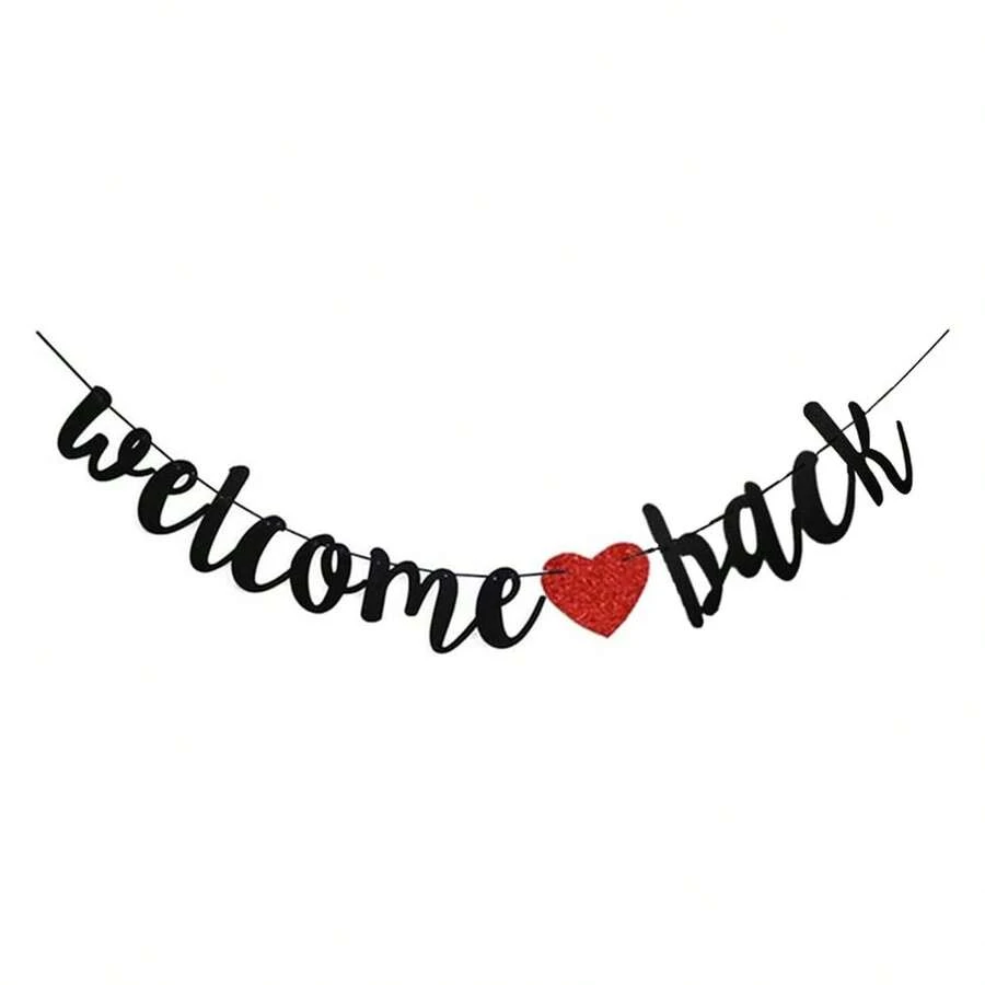 Welcome Back Banner Black Back To School Party Hanging Banner Welcome ...