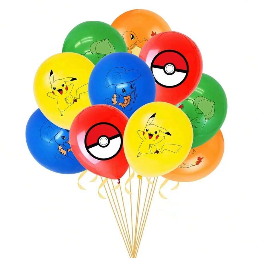 pokemon 16 Peças Balões de Látex com Tema Pokémon Pikachu de 30cm para ...