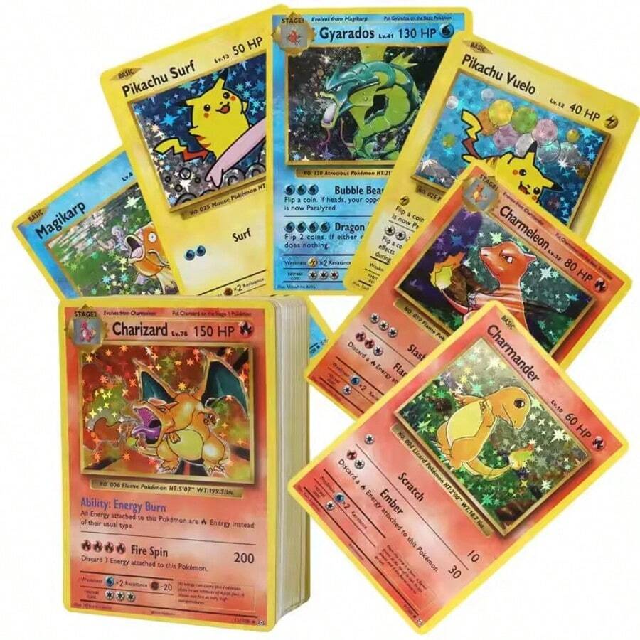 pokemon 60PCS Pokemon Flash Cards Charizard Blastoise Venusaur Pikachu ...