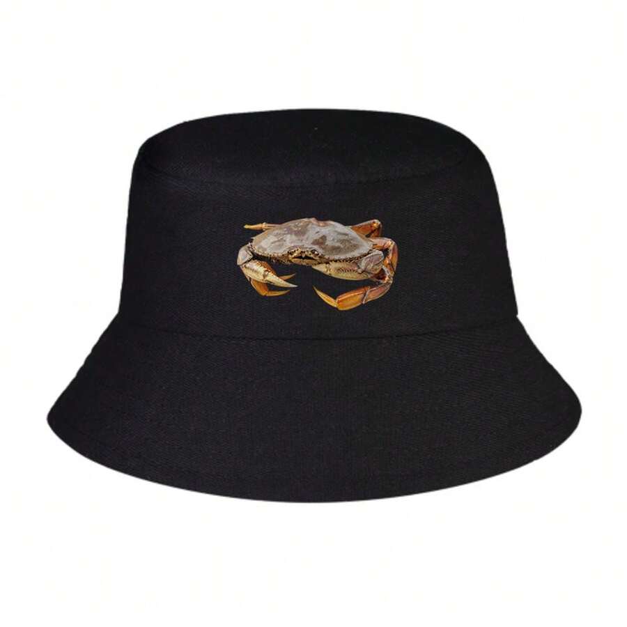 Bucket Hats Dungeness Crab Cotton Foldable Outdoor Sun Hat Unisex Flat ...