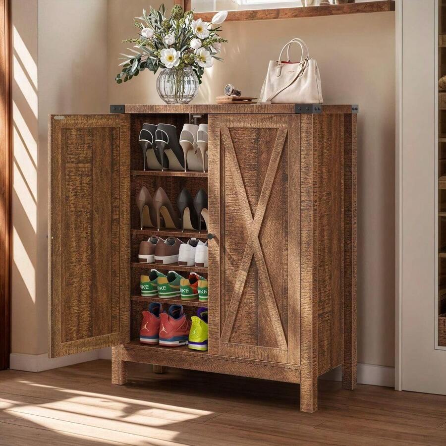 5-Tier Shoe Storage Cabinet Storage Cupboard Unit Sneaker Organizer ...