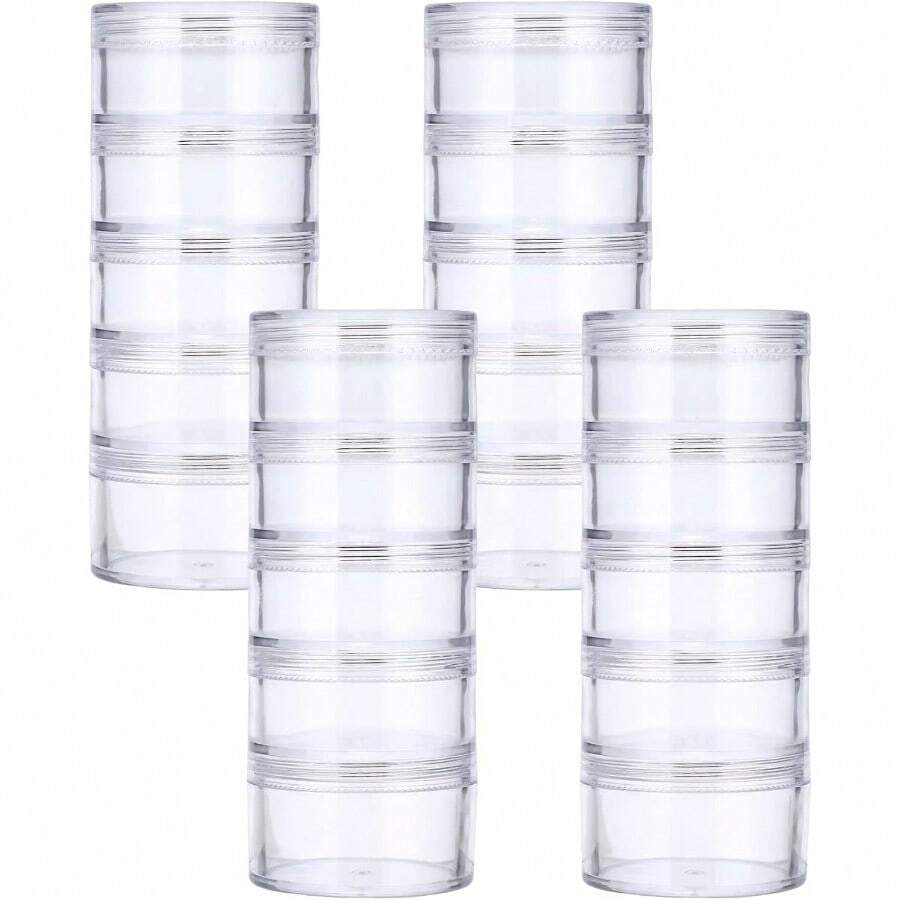 4 Set 20 Pieces Stackable Cosmetic Containers With Screw Lids Plastic Sample Jars 30ml Clear ...