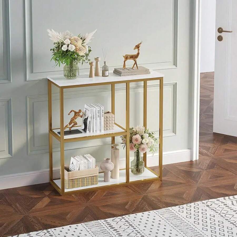 Console Table, Small Entryway Table With Storage Shelves Narrow Sofa ...