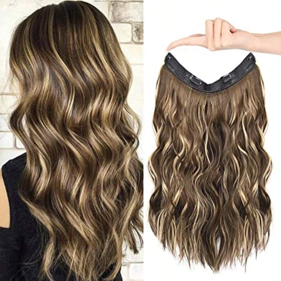 Wire Hair Extensions With 2 Removable Clips 20 Inch Wavy Curly Hair ...