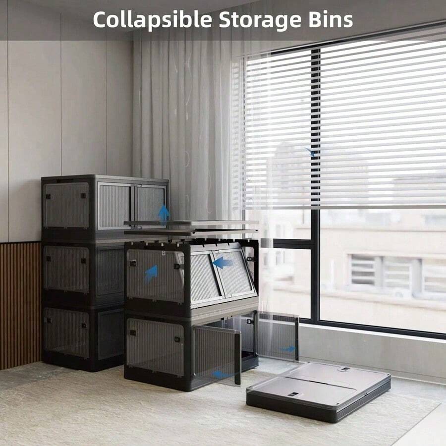 384QT 3-Pack Transparent Stackable Storage Bins With 5 Doors To Open ...