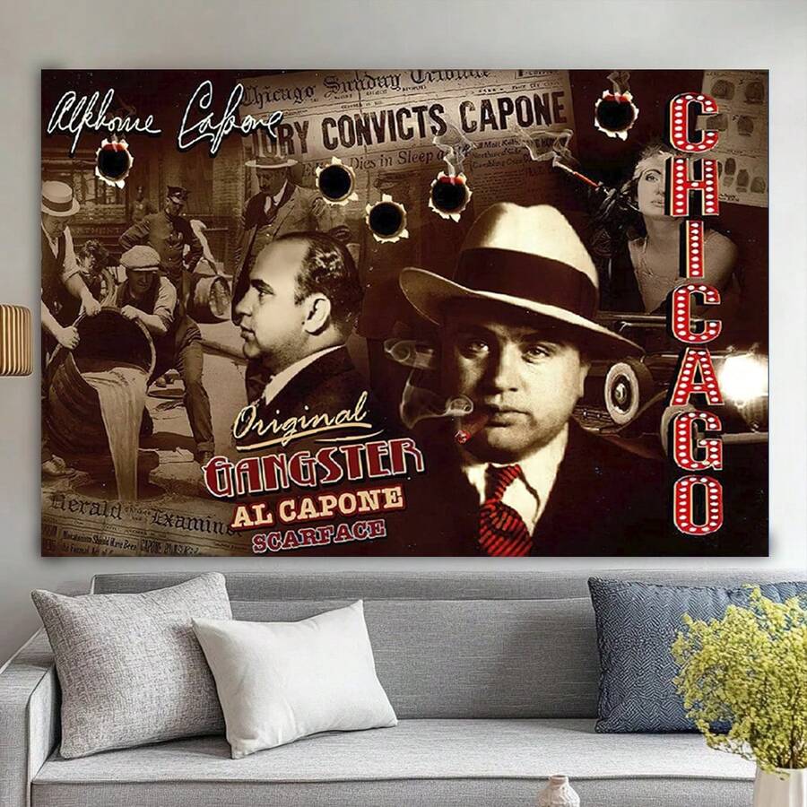 Framed 1PC ChicagoGangster Posters AlphonseCapone Mafia Wall Art Canvas ...