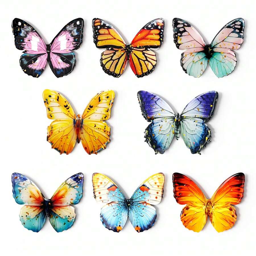 8-Piece Butterfly Fridge Magnet Set, Colorful Realistic Decorative ...