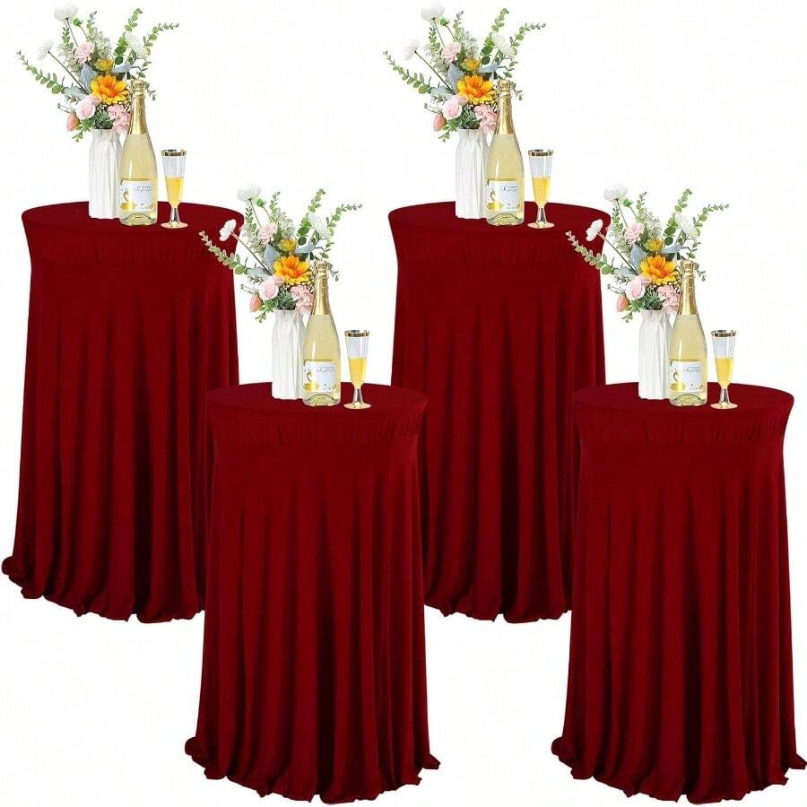 Round Spandex Cocktail Tablecloths With Skirt Cocktail Round Table ...