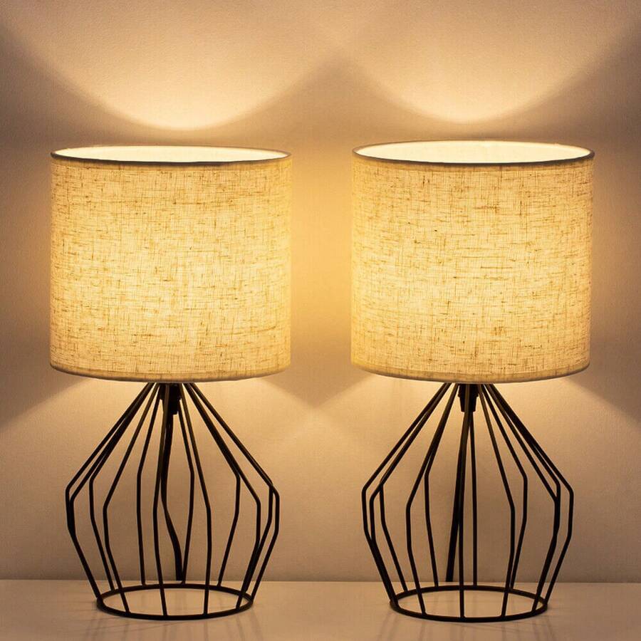 Set Of 2 Modern Bedside Table Lamp Bedroom Desk Lights Nightstand ...