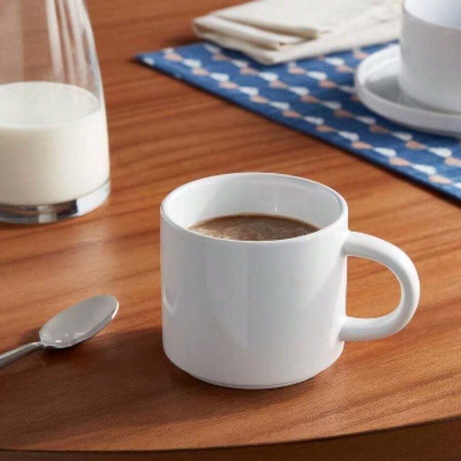 White Classic Coffee Cup, Mug With Handle, Simple Coffee Cup, Breakfast ...