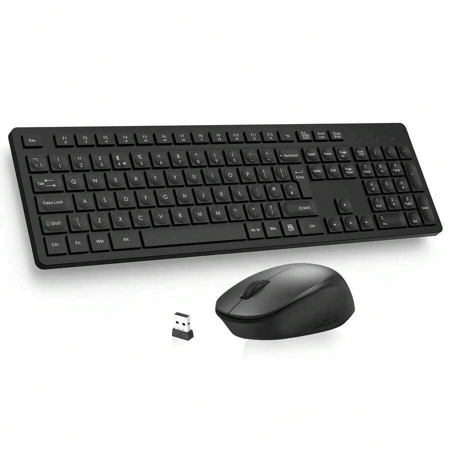 LeadsaiL Wireless Keyboard And Mouse Combo, Full-Sized Ergonomic ...
