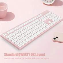 LeadsaiL Wireless Keyboard, UK Layouty Full-Sized Ergonomic Computer ...