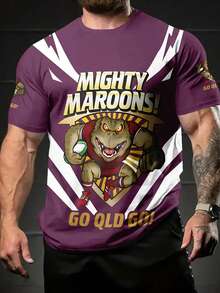 Men's Mighty Maroons 3D Printed T-Shirt - Casual Light Round Neck Short ...