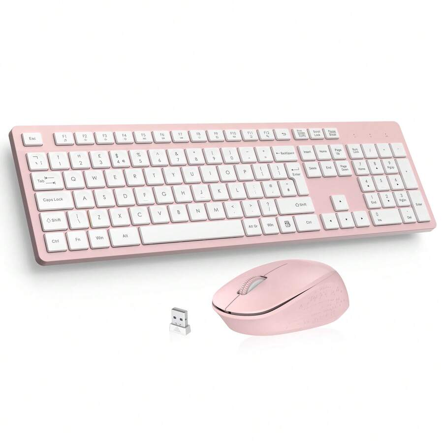 LeadsaiL Wireless Keyboard And Mouse Combo, Full-Sized Ergonomic ...
