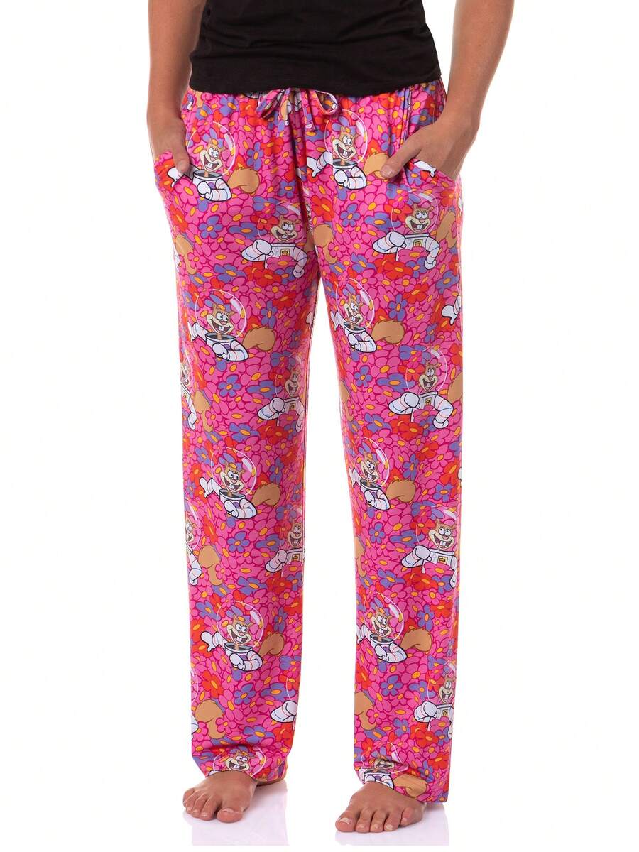 SpongeBob SquarePants Pajama Pants Women's Sandy Cheeks And Flowers ...