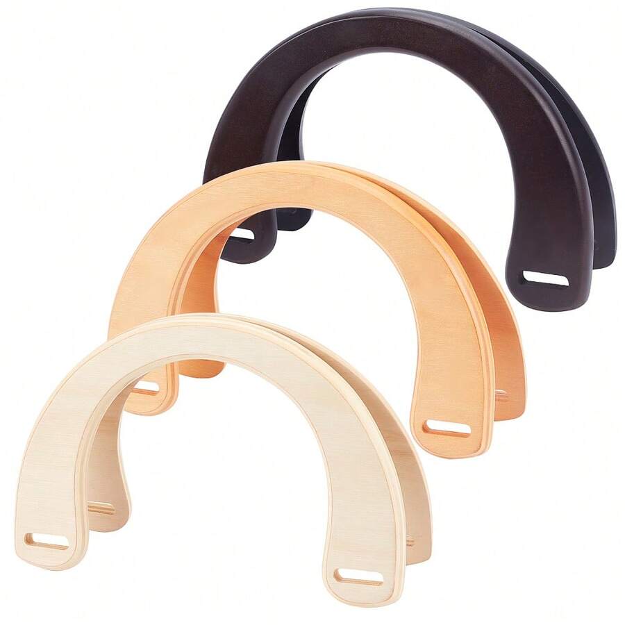 MAGICALCUTDIE 6 Packs U-Shaped Bags Handles 3 Colors Wooden Bag Handles ...