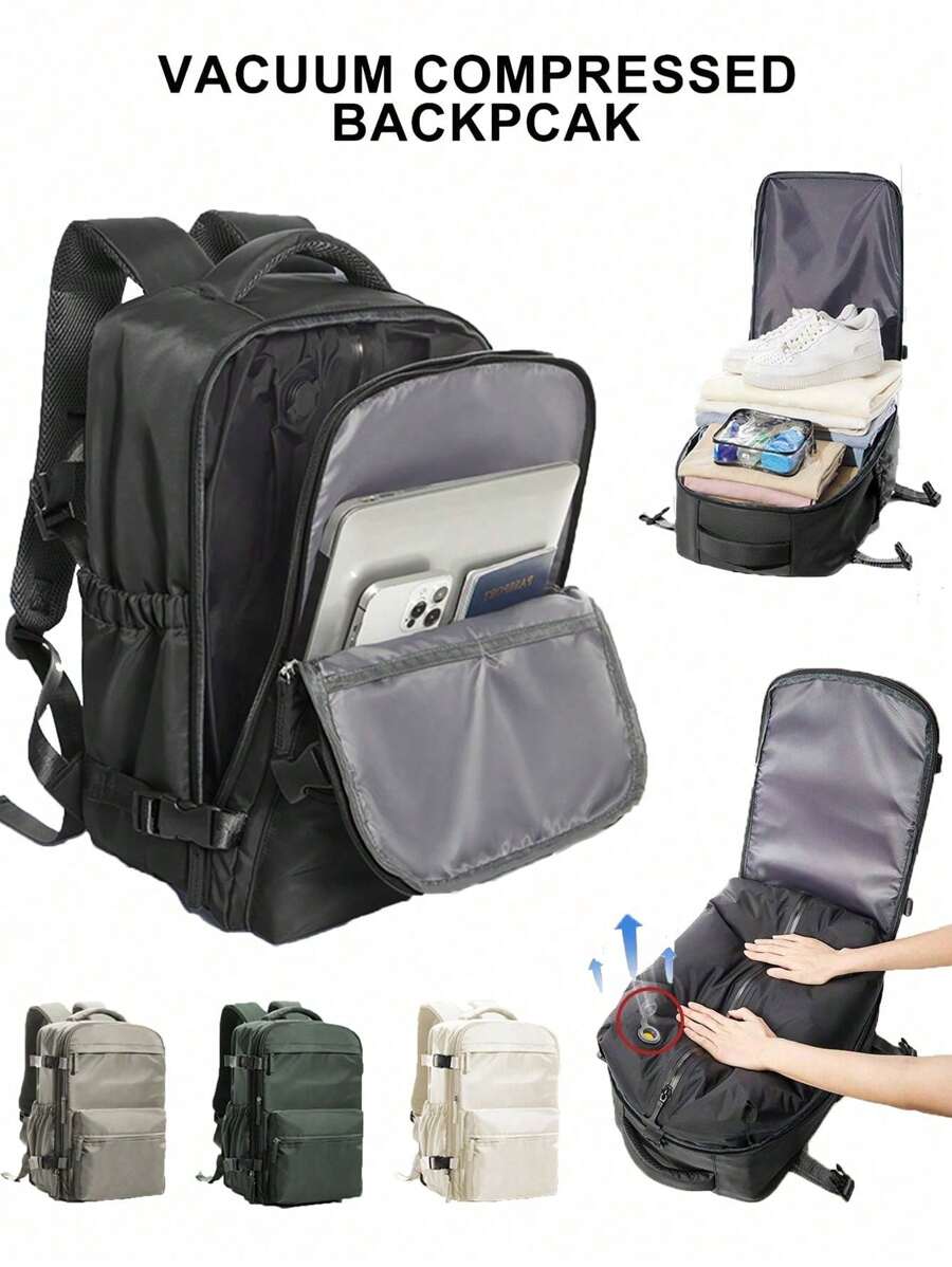 Large Vacuum Compression Backpack For Women - Flight Approved, Nylon ...