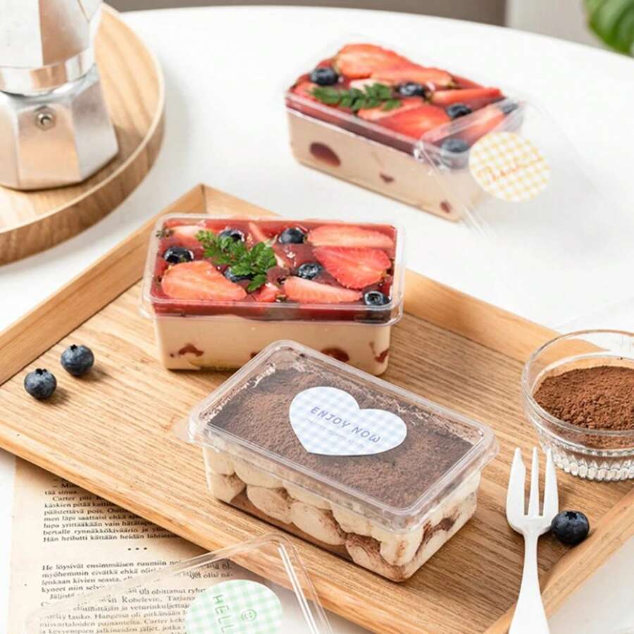 10pcs Transparent Plastic Hinged Takeout Containers,Food Packaging ...