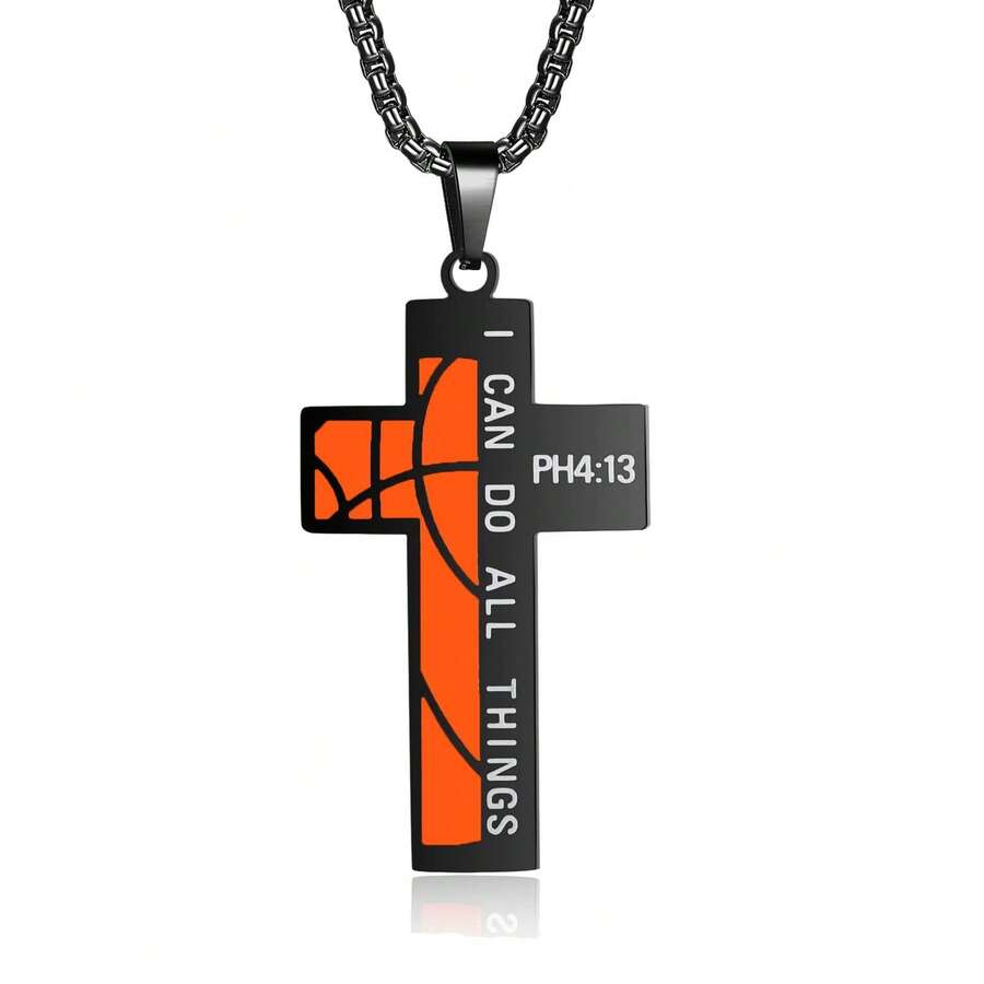 Football Cross Necklace For Boys Bible Verse I CAN DO All Things ...