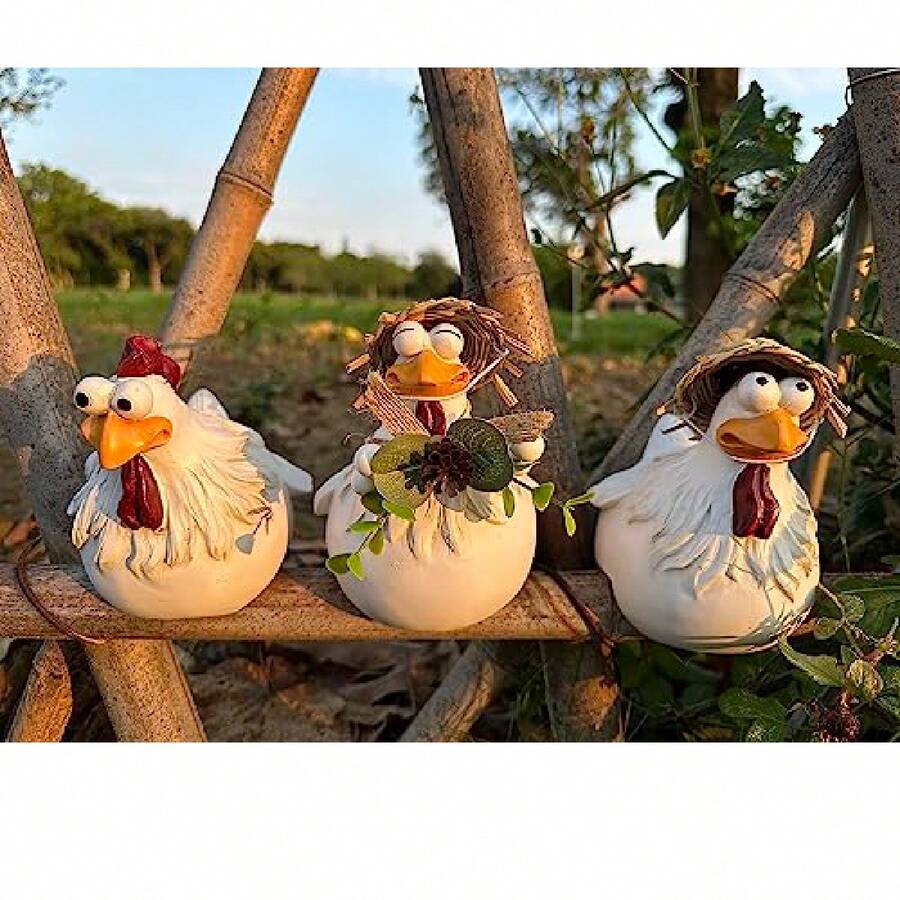 1 Interesting Farm Chicken Statue, Chicken Fence Decoration, Cute Resin ...
