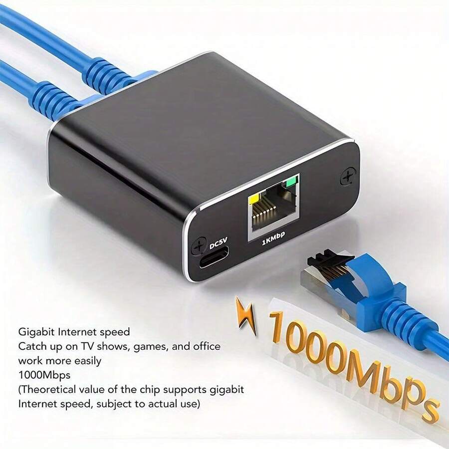 1000Mbps Ethernet Splitter - RJ45 Cable LAN Network Adapter, 1 Input To ...