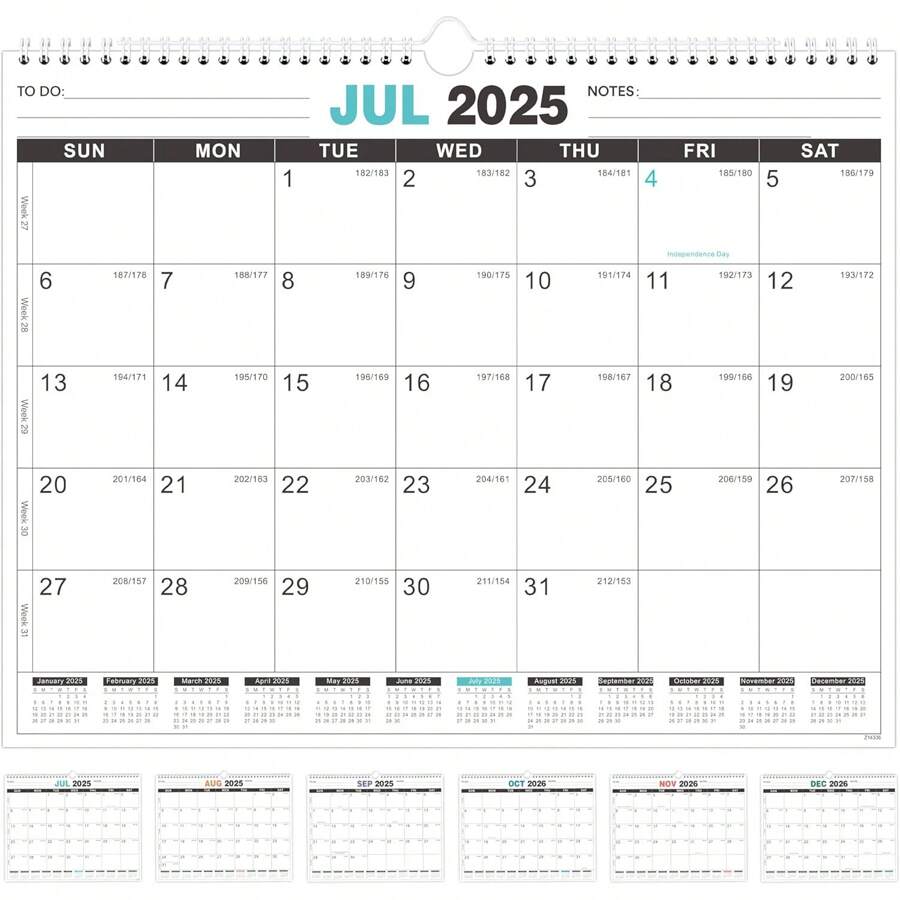 THE 2025-2026 Wall - Jul.2025 - Dec.2026, 2025-2026 Calendar, 18 Months ...