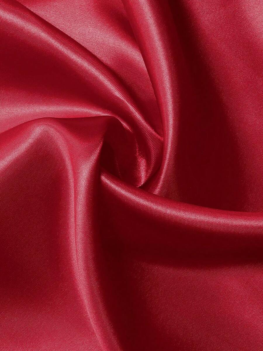 1pc Smooth & Soft Satin Fabric In Wine Red Color, Suitable For Bridal ...