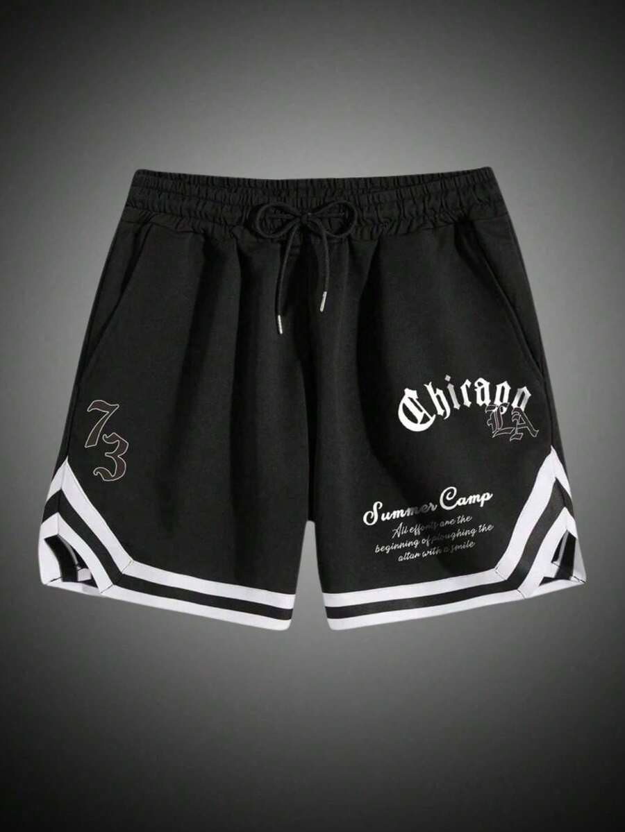 Bermuda Style Basquete Street Masculina Drip Chicago 73 | SHEIN Brasil