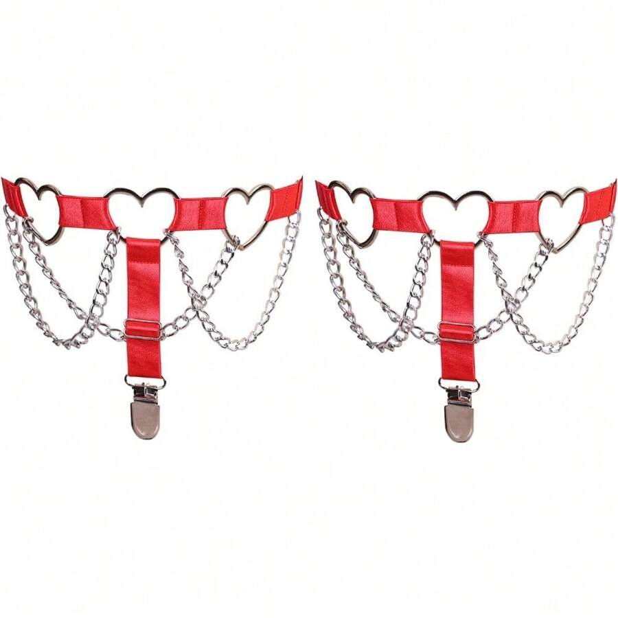 2 Piece Women's Body Harness Leg Stockings Garter Belt Punk Thigh Plus ...