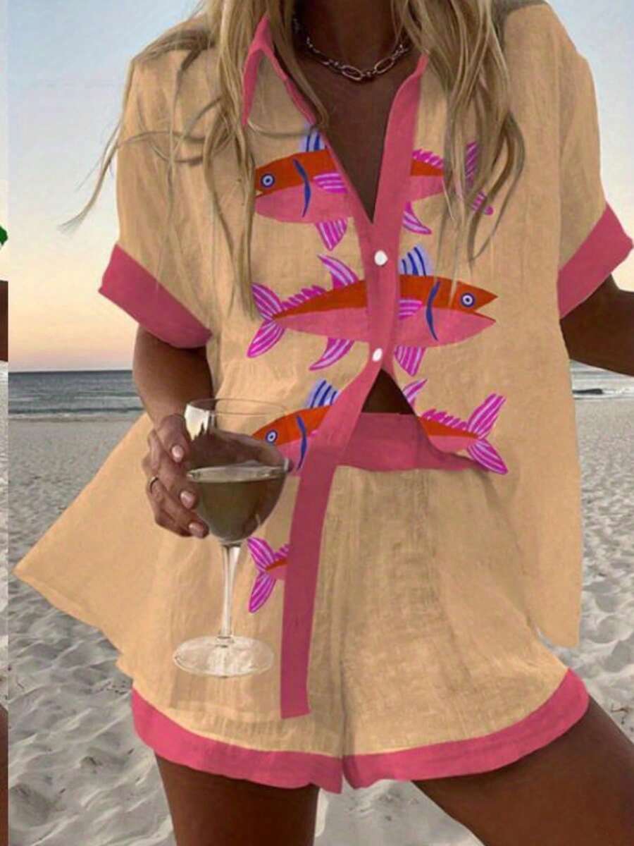 Ladies' Little Fish Casual Shirt | SHEIN USA
