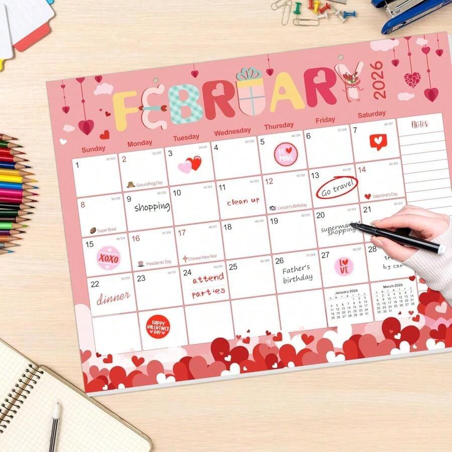 Guasslee Desk Calendar 2025-2026, 19-Month School Year Calendar, 2025 ...