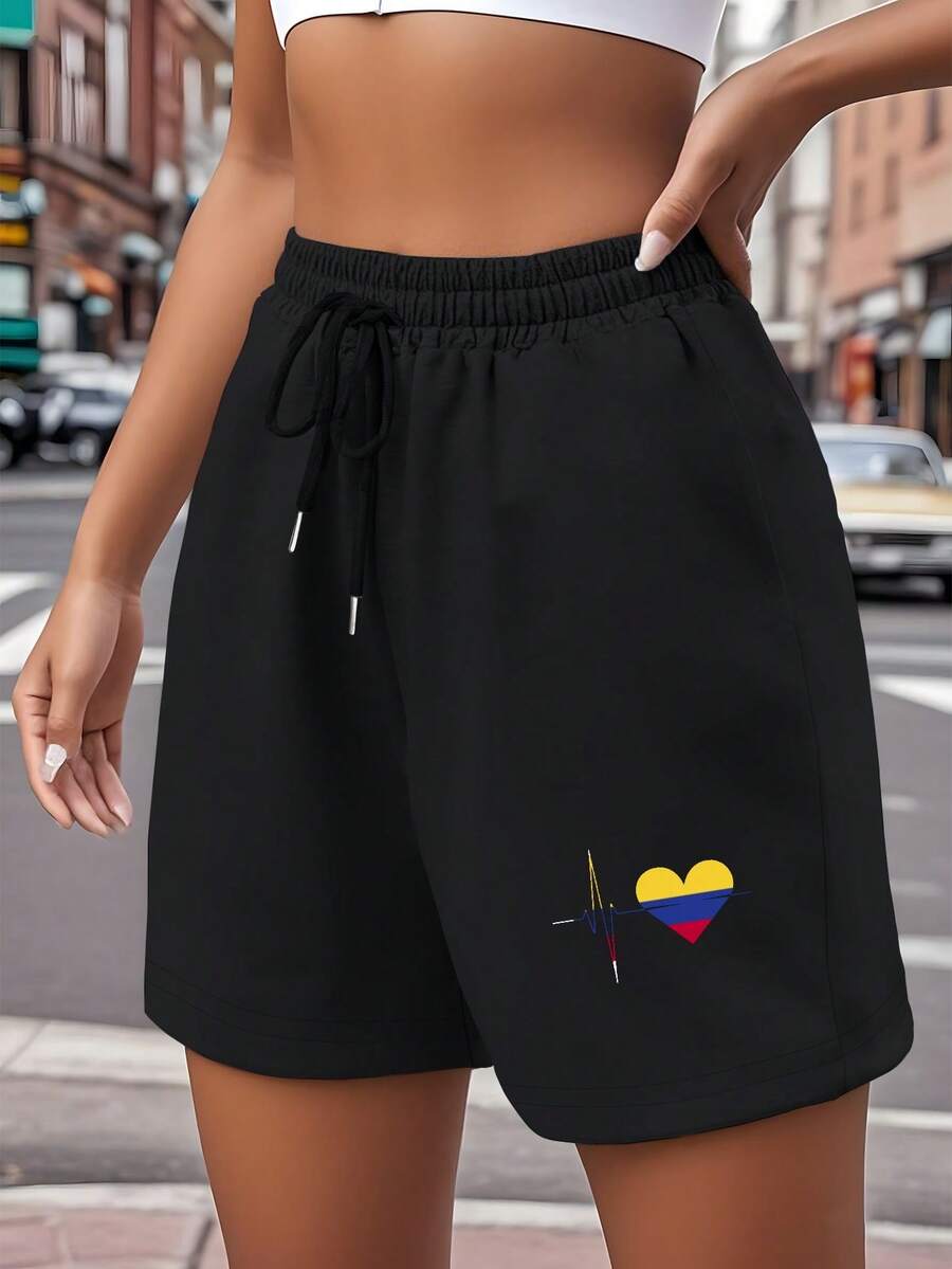 Colombia Overseas Printing Women's Casual Shorts Comfort Fit | SHEIN USA