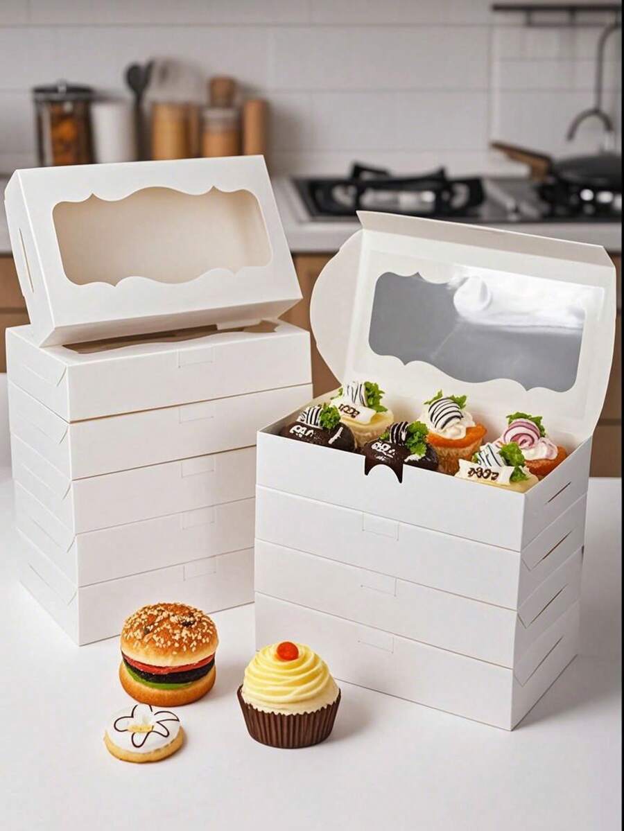6PCS/1PC Cake Boxes Window Baking Cookies Chocolates Desserts Boxes For ...