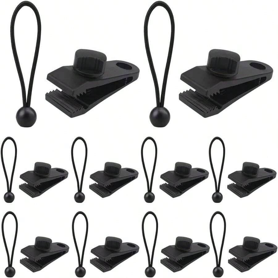 AOPRIE 10 Sets Of Bungee Balls And Tarp Clips Black 6 Inches Ball ...