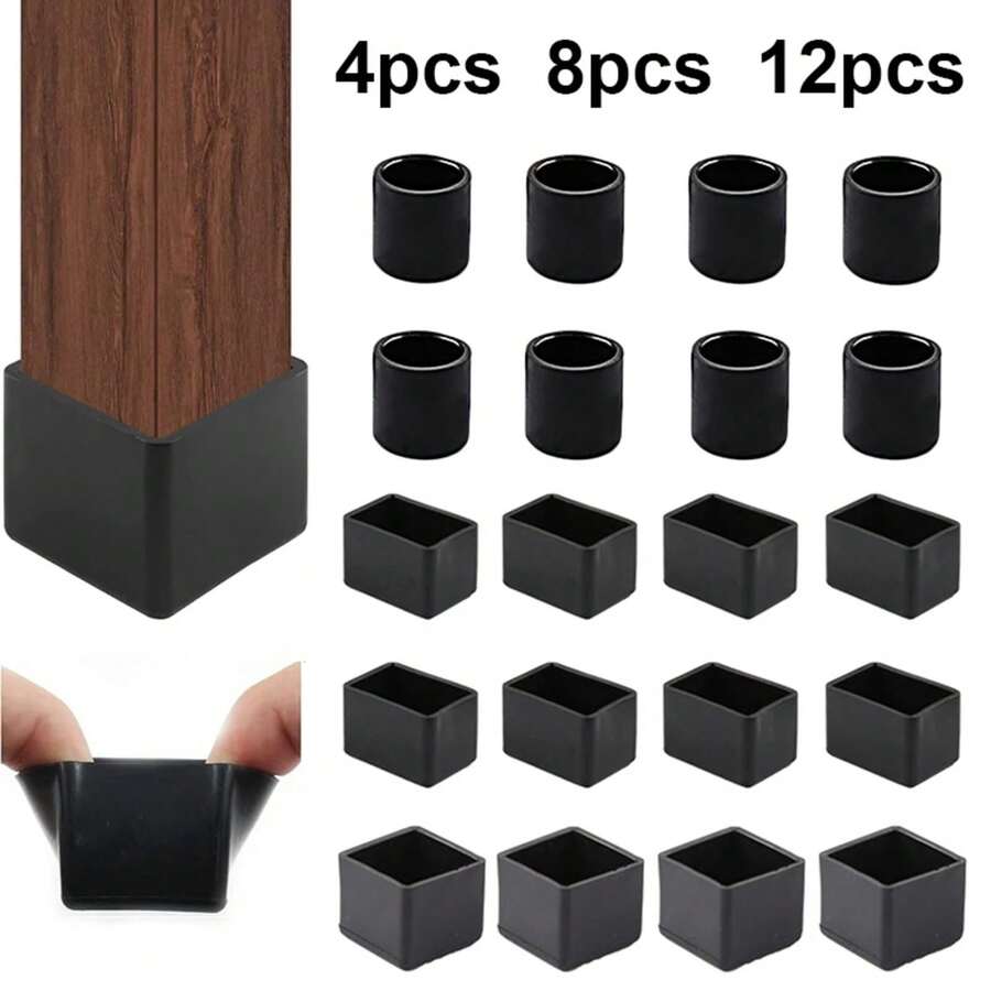 Square Silicone Chair Leg Caps Non-Slips Table Foot Dust Cover Socks ...