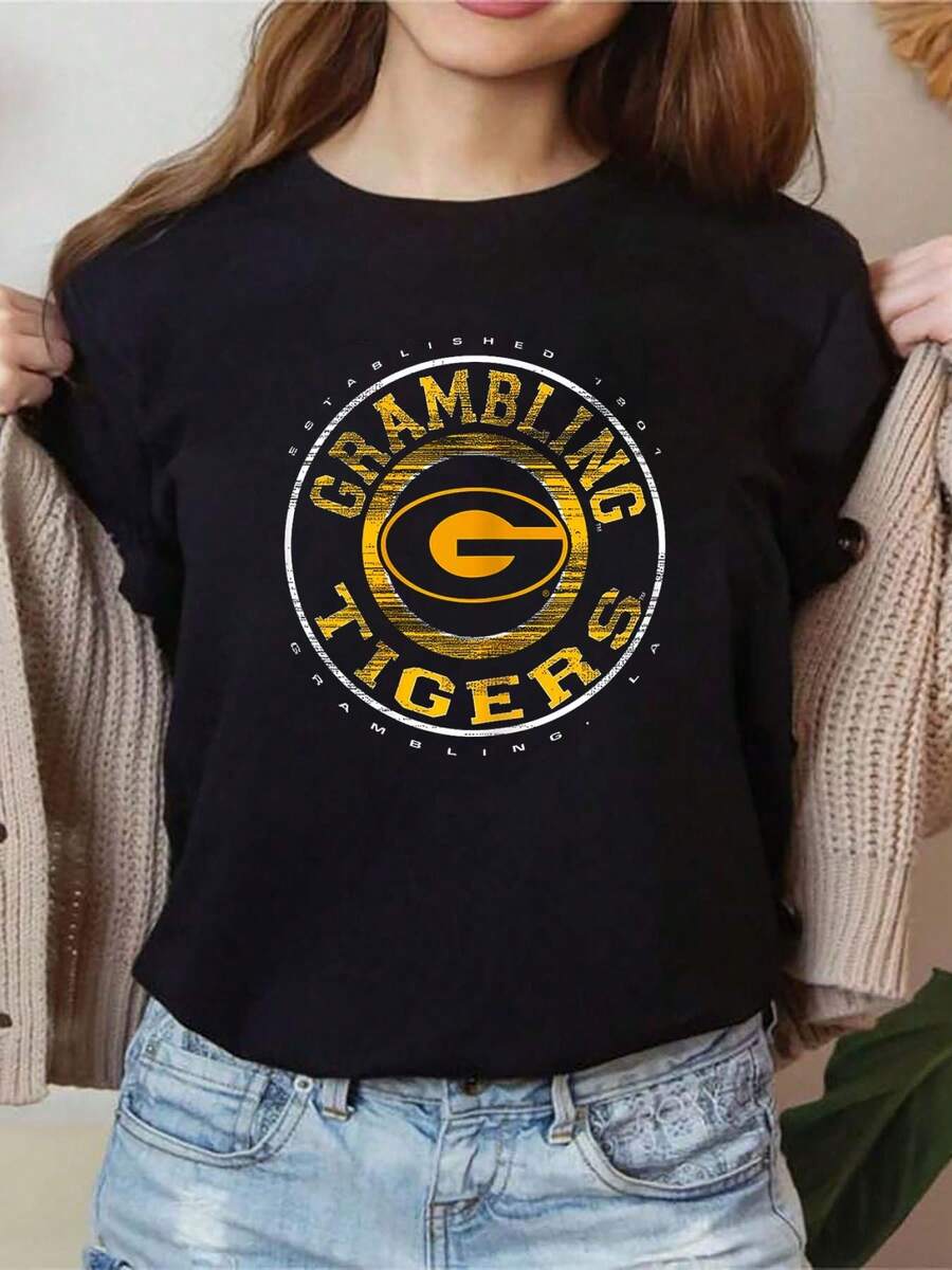 Grambling State Tigers Vintage Retro Graphic T-Shirt Cotton Print Short ...