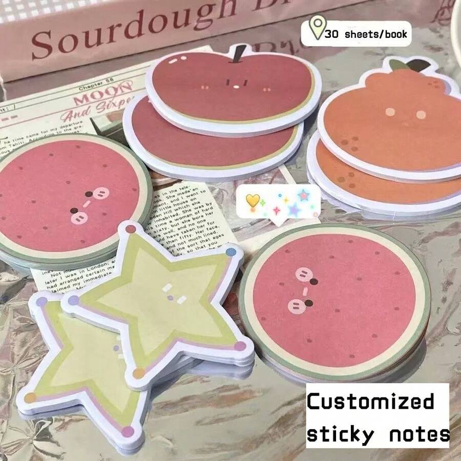 10 Books X 30 Sheets Customizable Sticky Notes - Cartoon Fruit Design ...