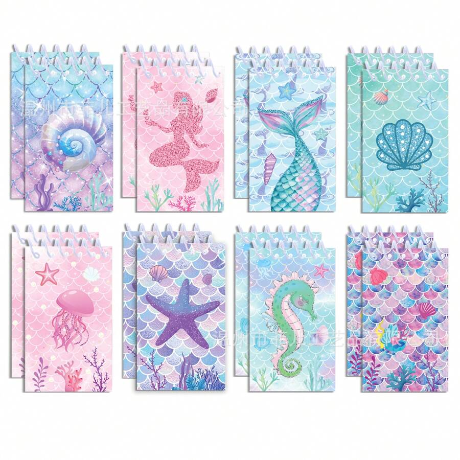 4pcs/Set Mermaid Theme Random Mini Spiral Notebooks, Suitable For Ocean ...