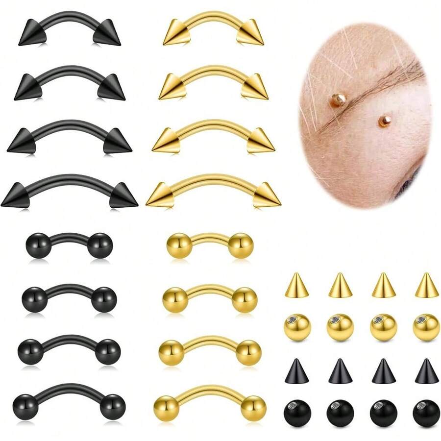 Eyebrow Piercing Jewelry Surgical Steel Curved Barbell Tiny Eyebrow ...