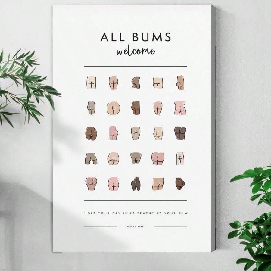 Funny Bathroom Art All Bums Welcome Cute Bathroom Butts Bum Collage ...
