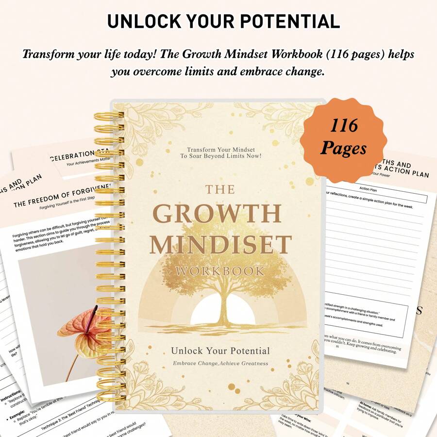 The Growth Mindset Workbook: 116 Pages To Unlock Your Potential ...