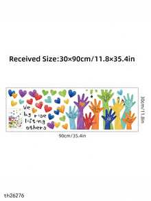 1pc Colorful Hand & Heart Motivational Wall Decal - "We Rise By Lifting ...