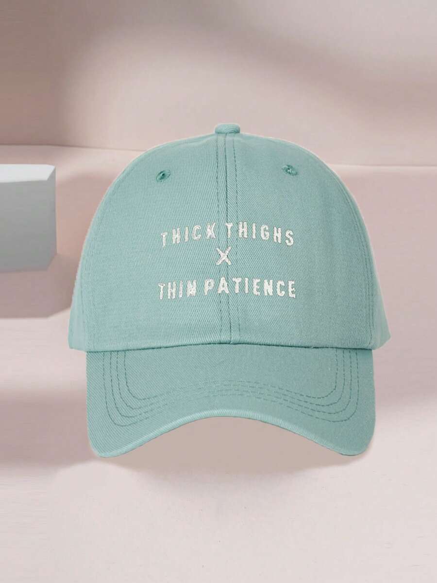 1pc Unisex Embroidered "THICK THIGHSX THIN PATIENCE" Washed Baseball ...