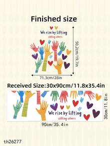 1pc Colorful Hand & Heart Motivational Wall Decal - "We Rise By Lifting ...