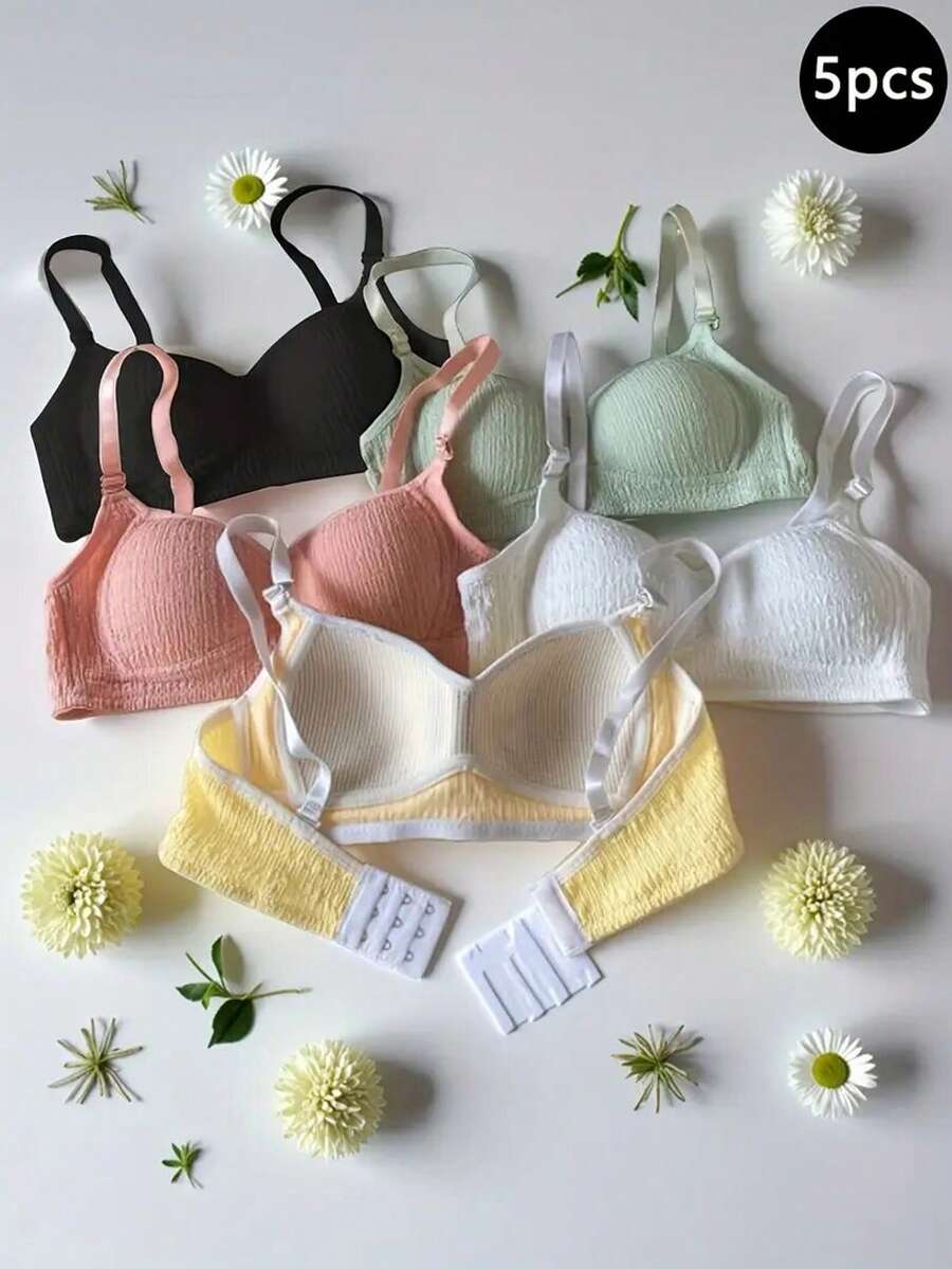 5 Elegant Wireless Bras With Comfortable Textured Design, Breathable ...
