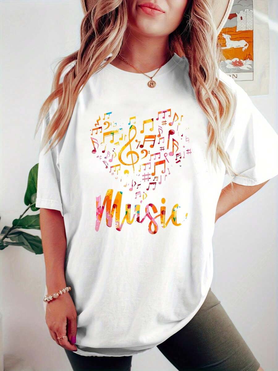 Musician Gift Musical Instrument Music Notes Treble Clef T-Shirt - 100% ...