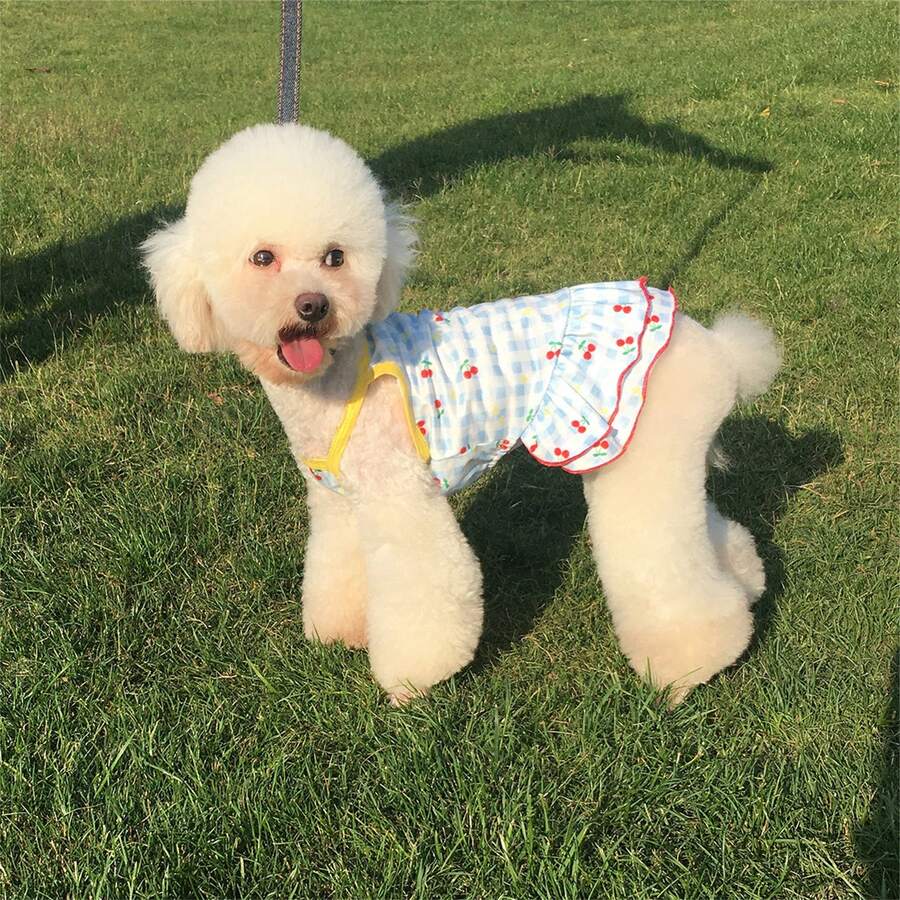 Dog Dress Cherry/Plaid/Apple Puppy Cami Dress Pet Summer Clothes For ...